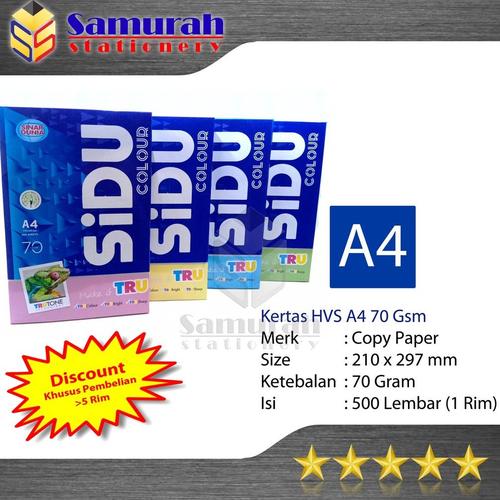 Jual Kertas Hvs Sinar Dunia A4 70 Gsm Warna / Kertas Sidu A4 Warna 70 ...