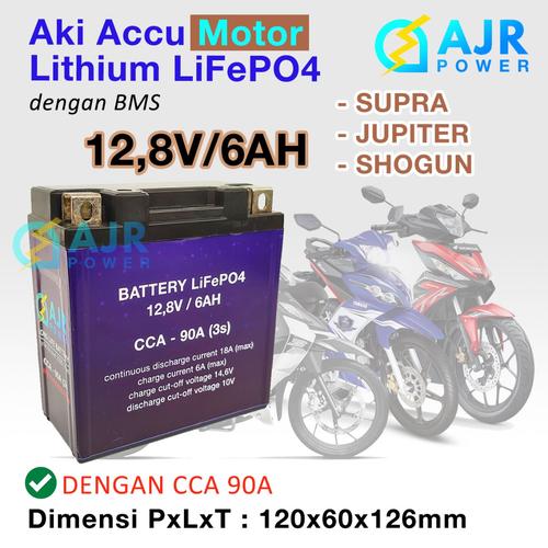 Promo Accu Aki Lithium LiFePo4 Supra Jupiter Shogun 12V 6AH dgn BMS CCA ...