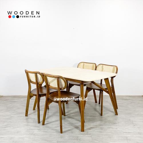 Jual Dining Table Marmer Cream - Kab. Jepara - Woodenfurniid | Tokopedia