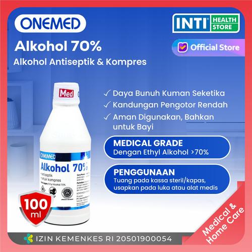 Jual ONEMED | Alkohol 70% 100ml | Antiseptik | Kemasan Botol Plastik ...