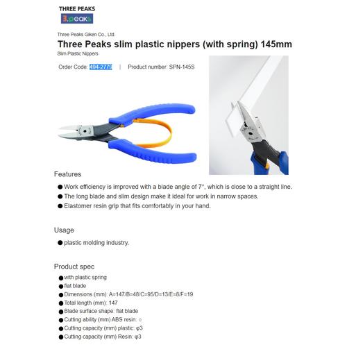 Jual Slim Plastic Nippers With Spring 145mm THREE PEAKS SPN-145S - Kab. Bekasi - Adara Bintang ...