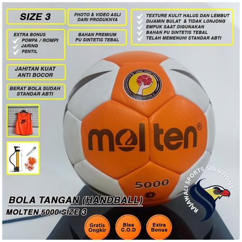 Jual Bola Tangan Handball Molten 5000 Size 1 2 3 Kulit PU Tebal Model ...