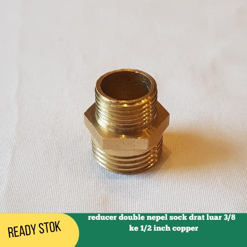 Jual reducer double nepel sock drat luar 3/8 ke 1/2 inch copper - Kota ...
