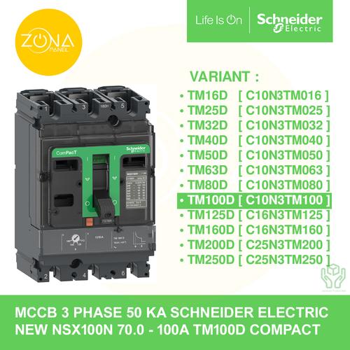 Jual MCCB NEW NSX100N SCHNEIDER 3P 100A 50KA TMD COMPACT C10N3TM100 - Jakarta Pusat - ZONA PANEL ...