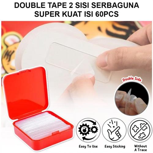 Promo TAPE GEL 60 Sticker Double Tape Gel 2 Sisi 1 Box Isi 60 Isolasi ...