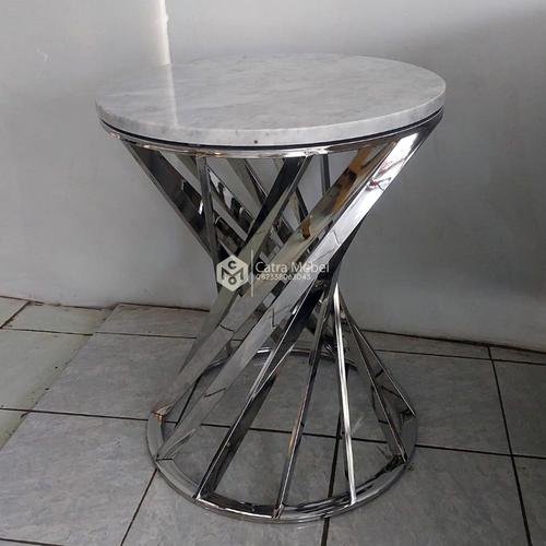Jual Meja Pojok Minimalis Sudut - Side Table Kaki Stainless Top Marmer ...
