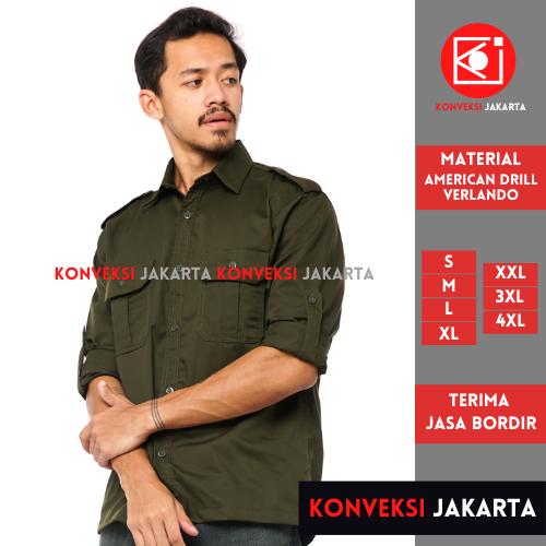 Jual PDL Baju Kemeja Seragam Kerja Pakaian Dinas Lapangan Army Bordir ...
