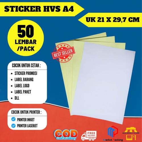 Promo STIKER LABEL A4 ISI 50 LEMBAR / KERTAS STICKER UKURAN A4 - CHROMO ...