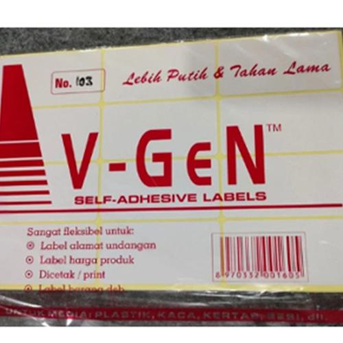 Jual Label Kertas V-Gen Ukuran 103 Stiker / Label Nama Undangan (1pack ...