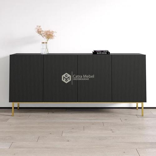 Jual Buffet TV Jati Minimalis Model Salur Kaki Besi - Credenza TV Jati ...