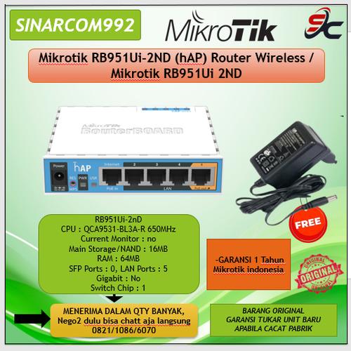 Jual Mikrotik RB951Ui-2ND (hAP) Router Wireless / Mikrotik RB951Ui 2ND ...