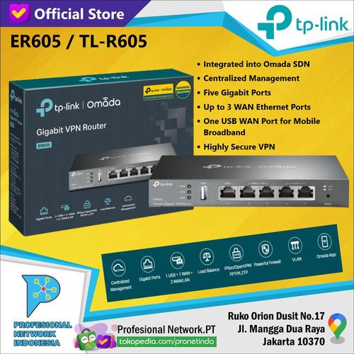 Promo TP-LINK router ER605 Omada Gigabit VPN Router Five Gigabit Port ...