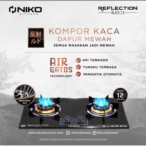 Jual Kompor Gas Kaca Tanam / Biasa 2 Tungku NIKO Reflection Black ...