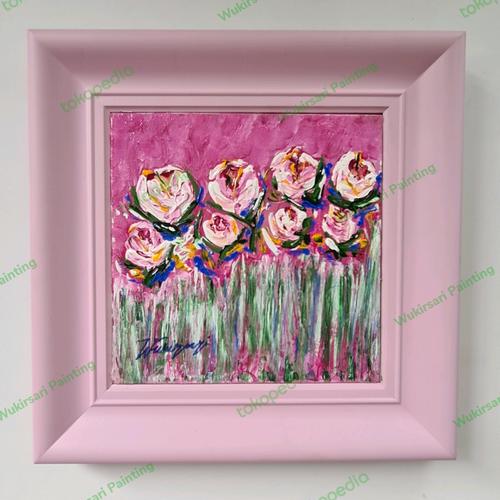 Jual 10. Lukisan bunga Abstrak di atas Canvas Estetik latar pink ...
