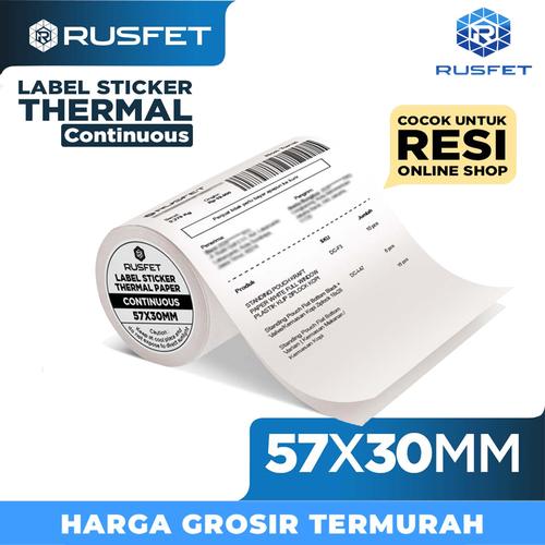 Jual Label Sticker Rusfet Thermal CONTINUOUS Barcode Resi Online 57x30 ...