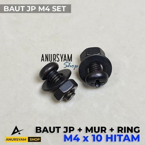 Jual Baut JP M4 x 10 + Mur + Ring Set Hitam | Baut JP Hitam M4 Set - Kota Cilegon - aNursyam ...