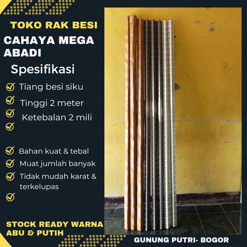 Jual Tiang rak besi siku lubang Panjang 2 meter tiang tebal - Abu-abu ...