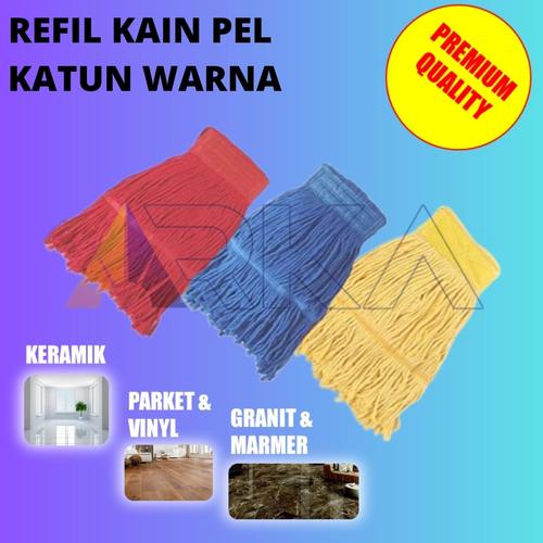 Jual REFILL MOP COTTON / KAIN PEL JEPIT / REFILL KAIN PEL WARNA - Merah ...
