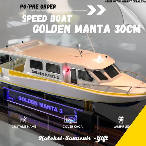 Jual (PO/PRE ORDER)MINIATUR KAPAL SPEED BOAT GOLDEN MANTA UKURAN 30CM ...