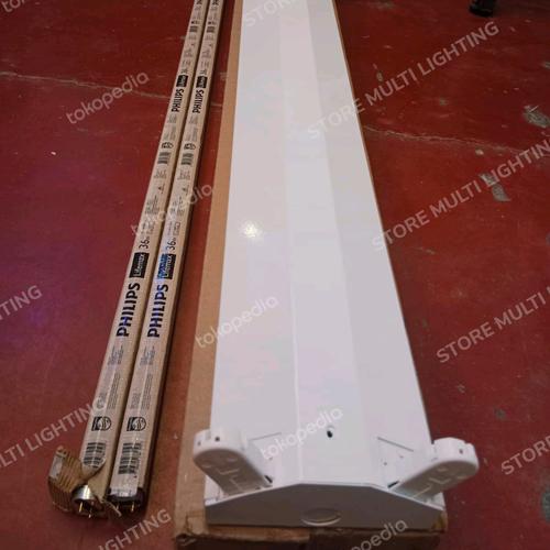 Jual Kap lampu t8 V Shape 2x36 watt 120 cm include tl neon 36 W Philips ...