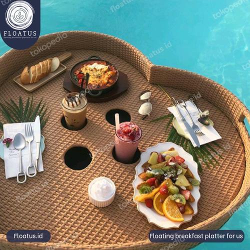 Jual Lovina Beige Floating Breakfast Tray| Platter Tray | Nampan Apung Pool - 60cm 2 Holder ...
