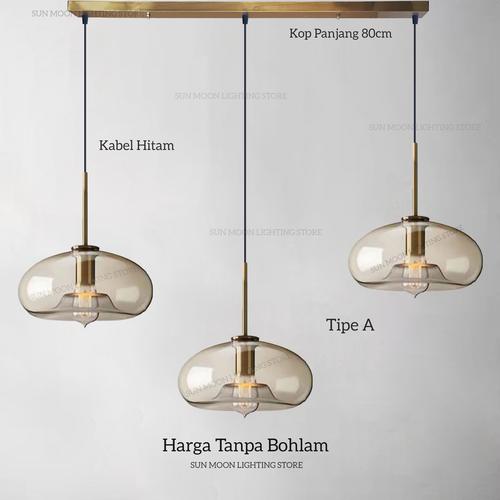Jual Lampu gantung 3in1 kaca teh 1set 3 lampu minimalis cafe meja makan - Model Tipe A, Kop ...