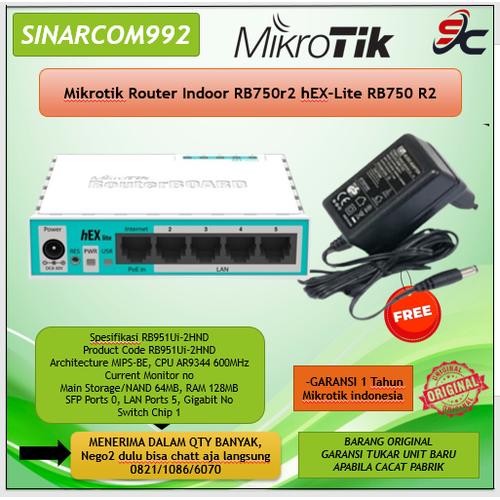 Jual Mikrotik Router Indoor RB750r2 hEX-Lite RB750 R2 - BARANG ...