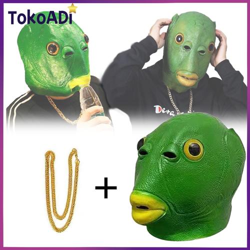 Promo Kepala Ikan Hijau dari Latex Topeng Cosplay Lucu untuk Kostum ...