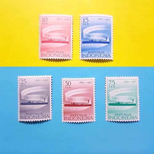 Jual Prangko INDONESIA 1957 100 TAHUN TELEGRAM. Set lengkap (5v ...