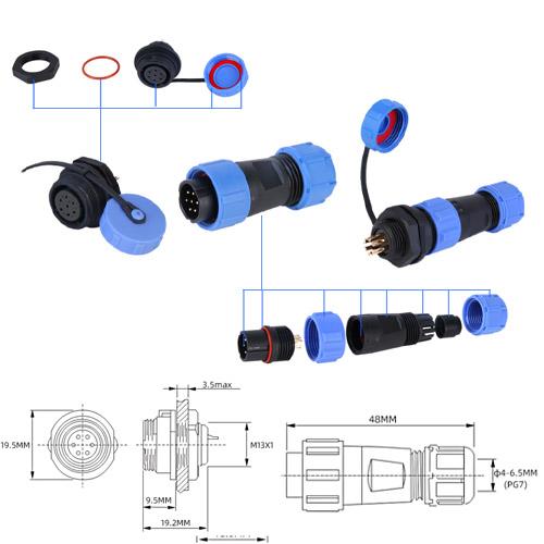 Jual SP13 6 pin 6pin Konetor Water proof cable Aviation Connector SK15 ...