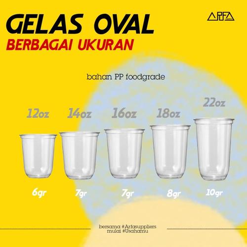 Jual Gelas Cup Plastik Tebal Oval Semua Ukuran - 12oz - Kota Bogor ...