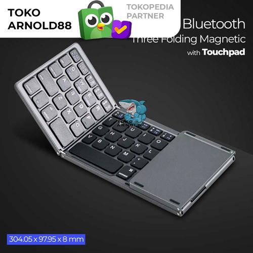 Jual Foldable Wireless Keyboard & Touchpad Bluetooth Lipat Mac iPad HP ...