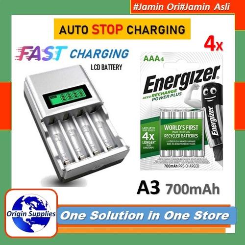 Jual Charger Battery AA / AAA + Energizer AAA Recharge Battery 700mAh ...