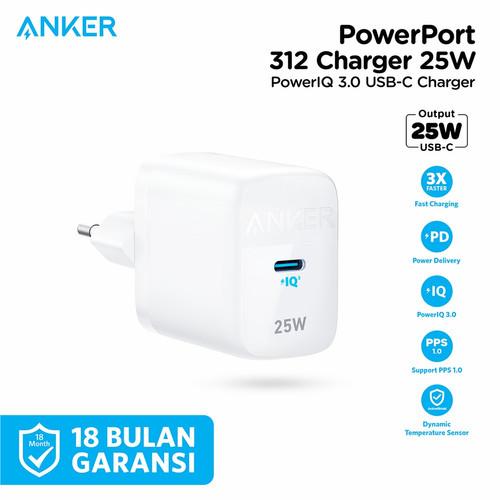Jual ANKER 312 Wall Charger 25W A2642 carger port C casan type c ...