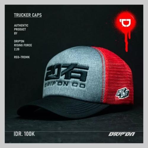 Jual Topi Pria Original DRIPON Trucker Hat Black Grey Red - GRAY BLACK ...