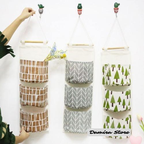 Jual Pouch Gantung Dinding 3 Sekat / Storage Kain Gantung /Organizer ...