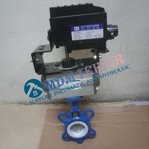 Jual double acting actuator butterfly valve PTFE 2 INCH +positioner ...