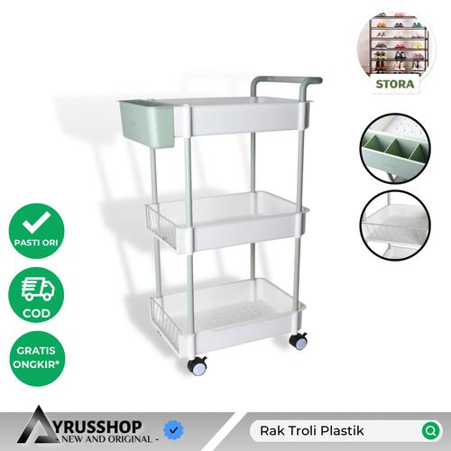 Jual Rak Troli Buku Kamar Mandi Dapur Portable dengan Roda 3 Tingkat ...