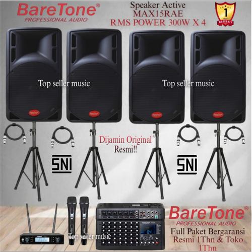 Jual Paket Sound System BareTone Speaker Aktif MAX15RAE 4Unit, Mixer ...
