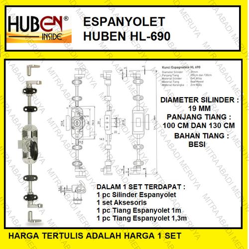 Jual Kunci Lemari Espagnolete Espanyolet Spanyolet Huben HL 690 ...