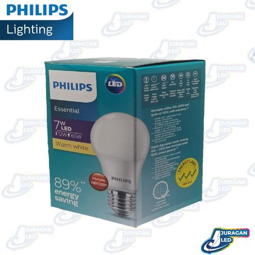 Jual Philips Essential LED Bulb 7W E27 3000K - Warm White - Kuning ...