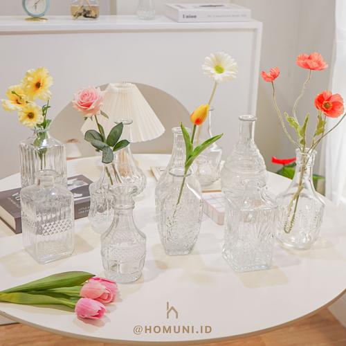 Jual Vas Bunga Botol Bening Kaca Transparan Impor/Korea Glass Vase ...