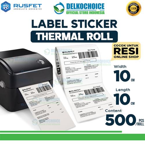 Jual Label Sticker THERMAL ROLL 500pcs Barcode Resi Online Shop Rusfet - Label Thermal, 10x10cm ...