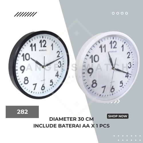 Jual Jam Dinding Standard kode 282 White Diameter 30cm Hitam Putih ...