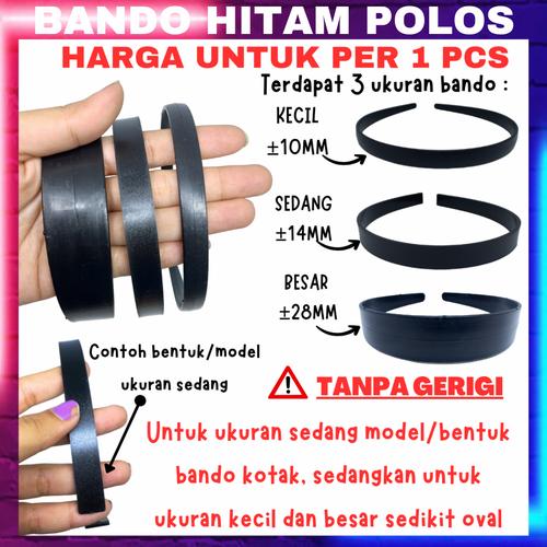 Jual BANDO BONDU KOREA HITAM POLOS PLASTIK LEBAR TANPA GERIGI ANTI ...
