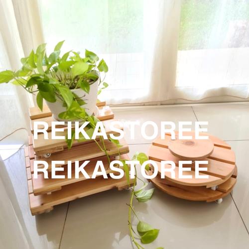 Jual Tatakan alas pot kayu roda putih - Bulat 18 cm - Kota Tangerang ...