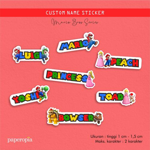 Jual Sticker label nama custom stiker super mario transformer lucu 36 ...