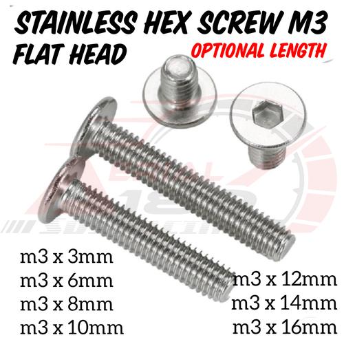 Jual screw hex m3 RC 1/12 1/10 1/8 stainless ss304 flat head baut ...