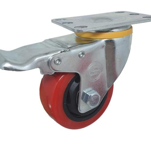 Jual Roda Pu 3 inch / Roda Trolley / Roda Troli Plat Rem Kapasitas 100 ...