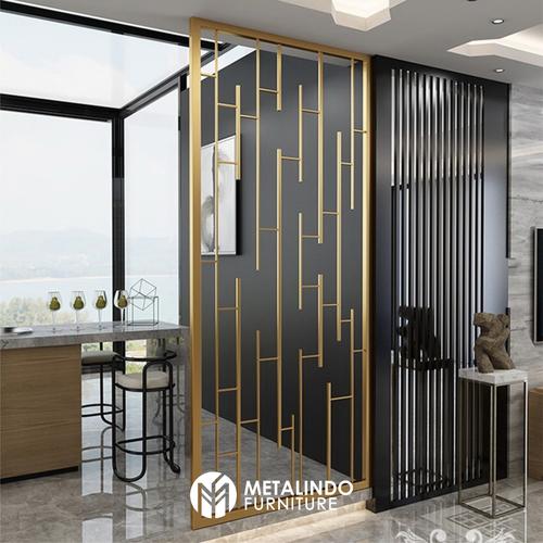 Jual penyekat ruangan modern kekinian, partisi minimalis stainless gold ...